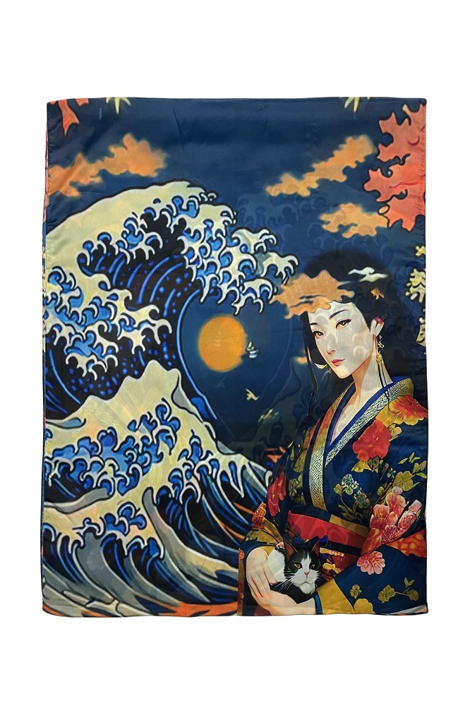 Great Wave Silk Scarf - Rainbow & Spoon