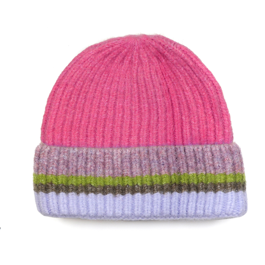 Pink Thick Knit Hat - Rainbow & Spoon